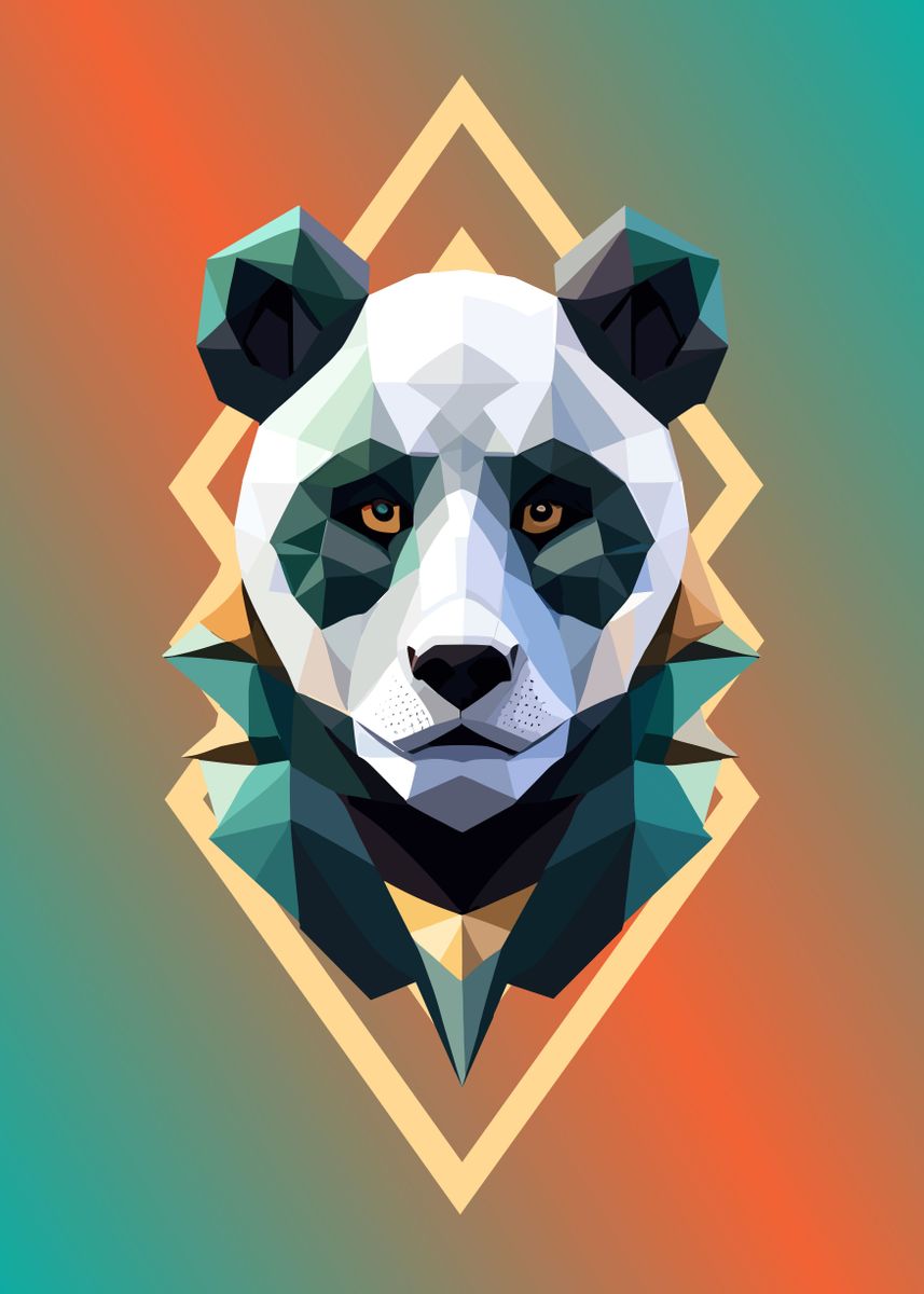 'low poly beauty panda' Poster, picture, metal print, paint by Ramz ...