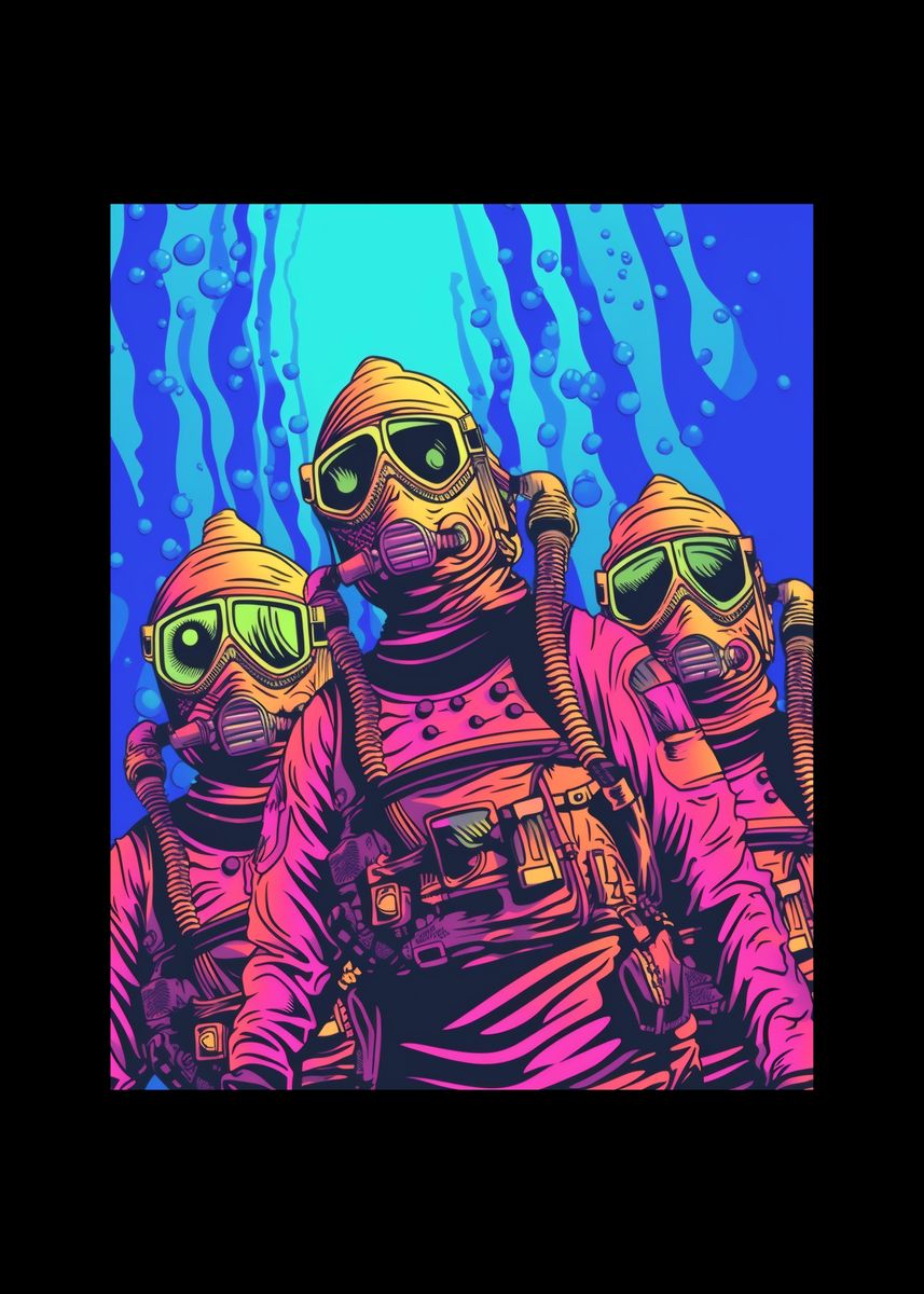 'Scuba Diving Divers Water' Poster, picture, metal print, paint by ...