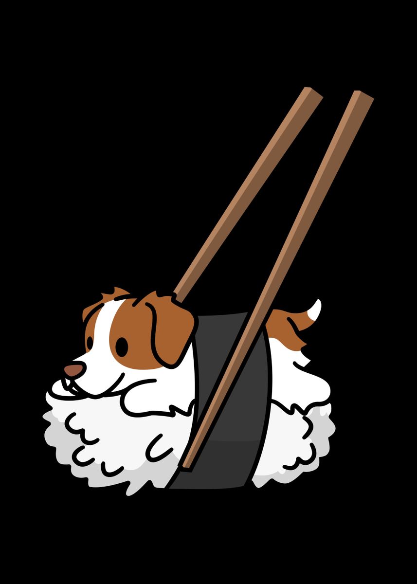 'Brittany Spaniel Sushi' Poster, picture, metal print, paint by ...