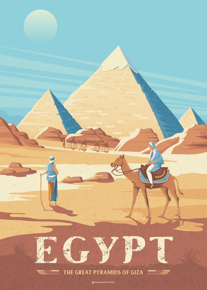 'Egypt Pyramids Giza Print' Poster, picture, metal print, paint by ...