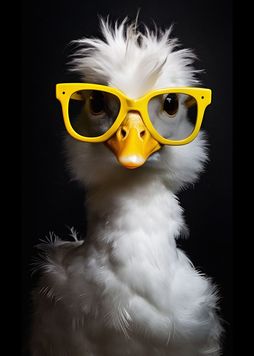 'Duck Wearing Galsses' Poster, picture, metal print, paint by P U F F Y ...