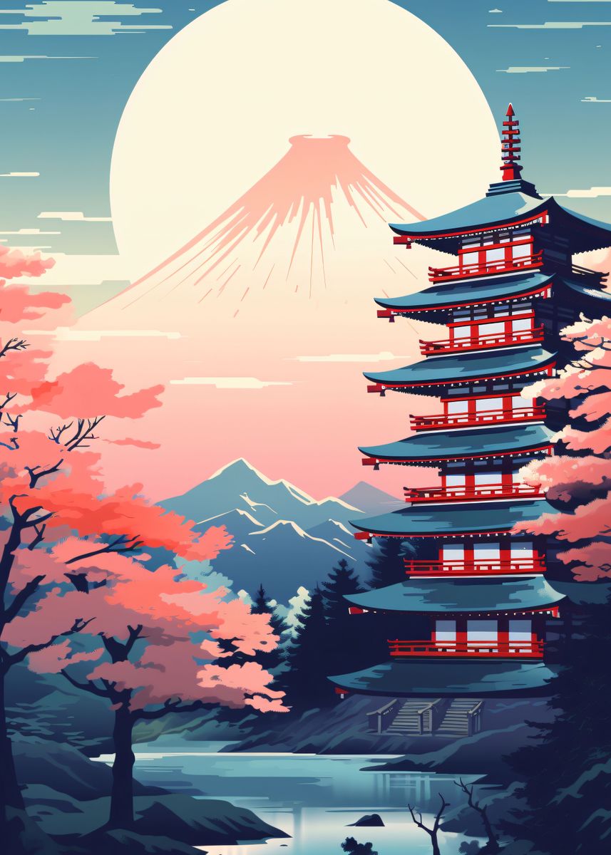 'Landscape of Japan' Poster, picture, metal print, paint by Conceptual ...