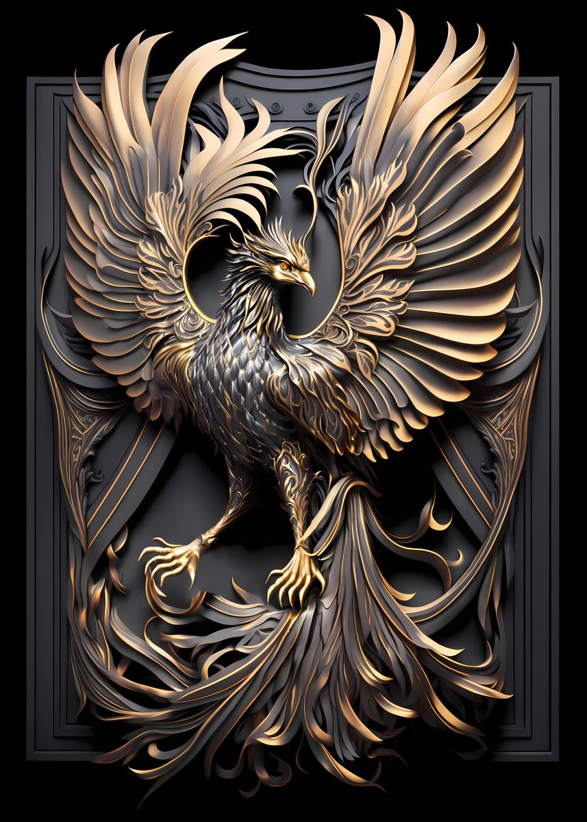 'Silver Gold King Phoenix' Poster, picture, metal print, paint by Luong ...
