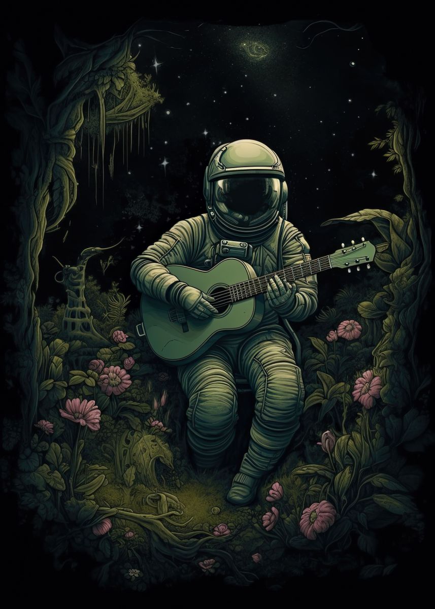 'Do Guitars Work in Space' Poster, picture, metal print, paint by ...