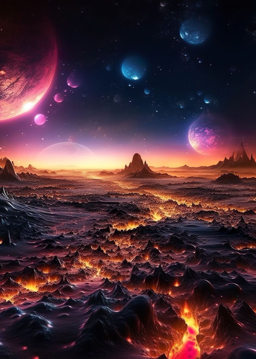 'Colorful Cosmic Landscape' Poster, picture, metal print, paint by ...