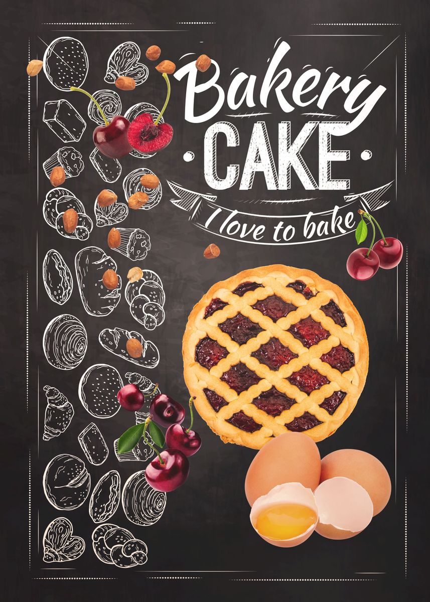'I love bake cake' Poster, picture, metal print, paint by Stefan Merz ...