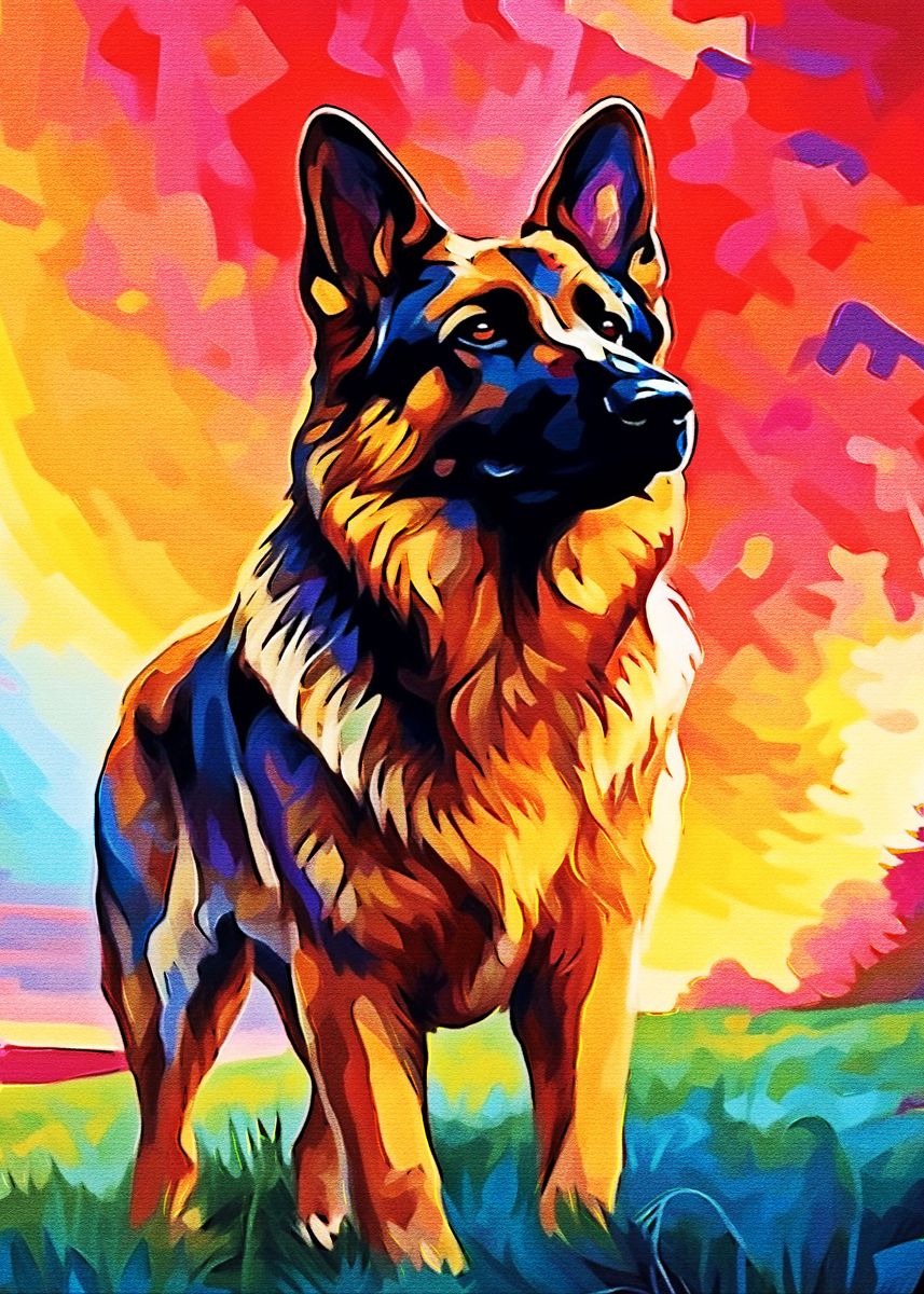 'Hunting Dog Colorful Paint' Poster, picture, metal print, paint by ...