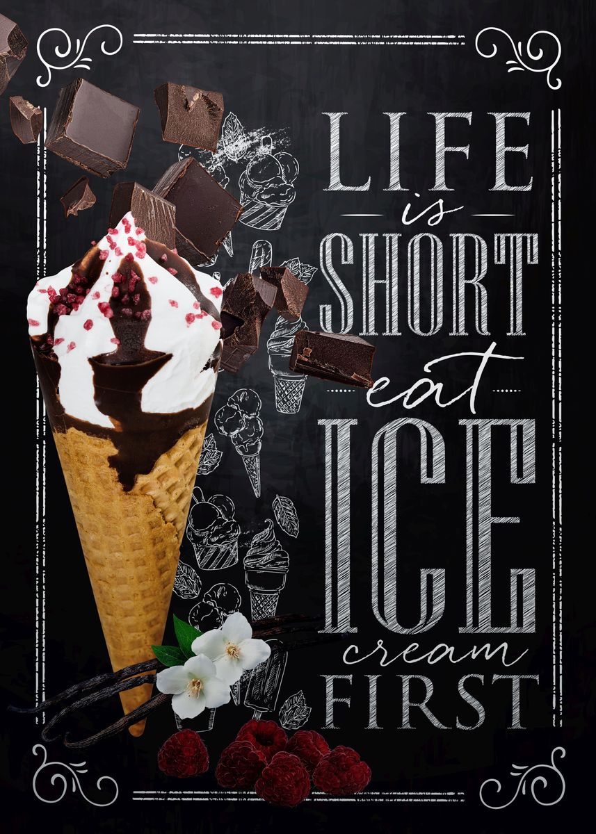 'Vanielle chocolate ice cre' Poster, picture, metal print, paint by ...
