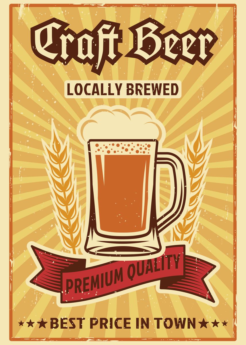 'Vintage Beer Vibes' Poster, picture, metal print, paint by Creativity ...