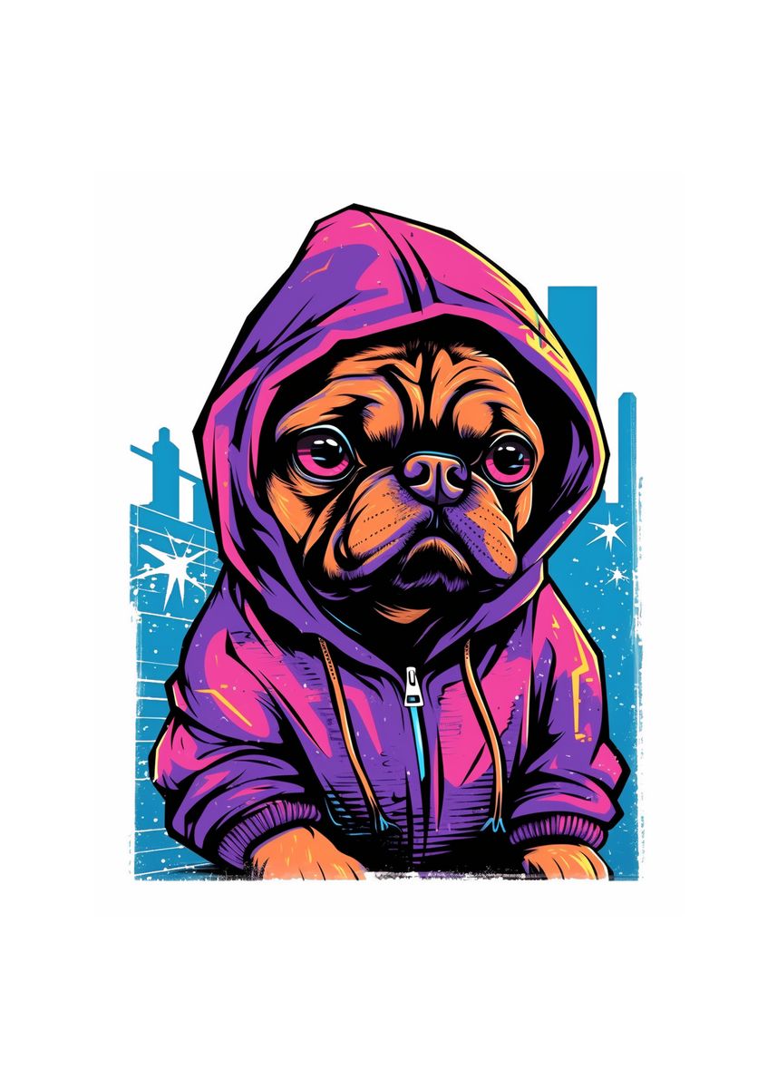 'Pug Graffiti Pug Owner Pug' Poster, picture, metal print, paint by ...