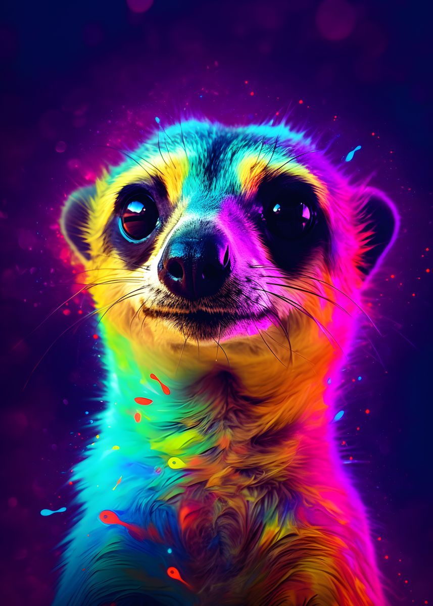 'Neon Meerkat' Poster by Makadur | Displate