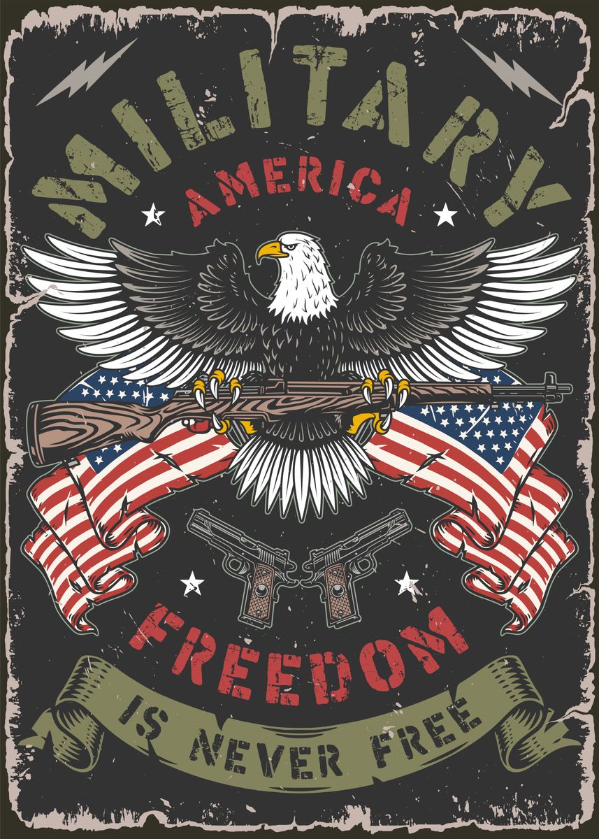 'Military America Freedom' Poster, picture, metal print, paint by ...