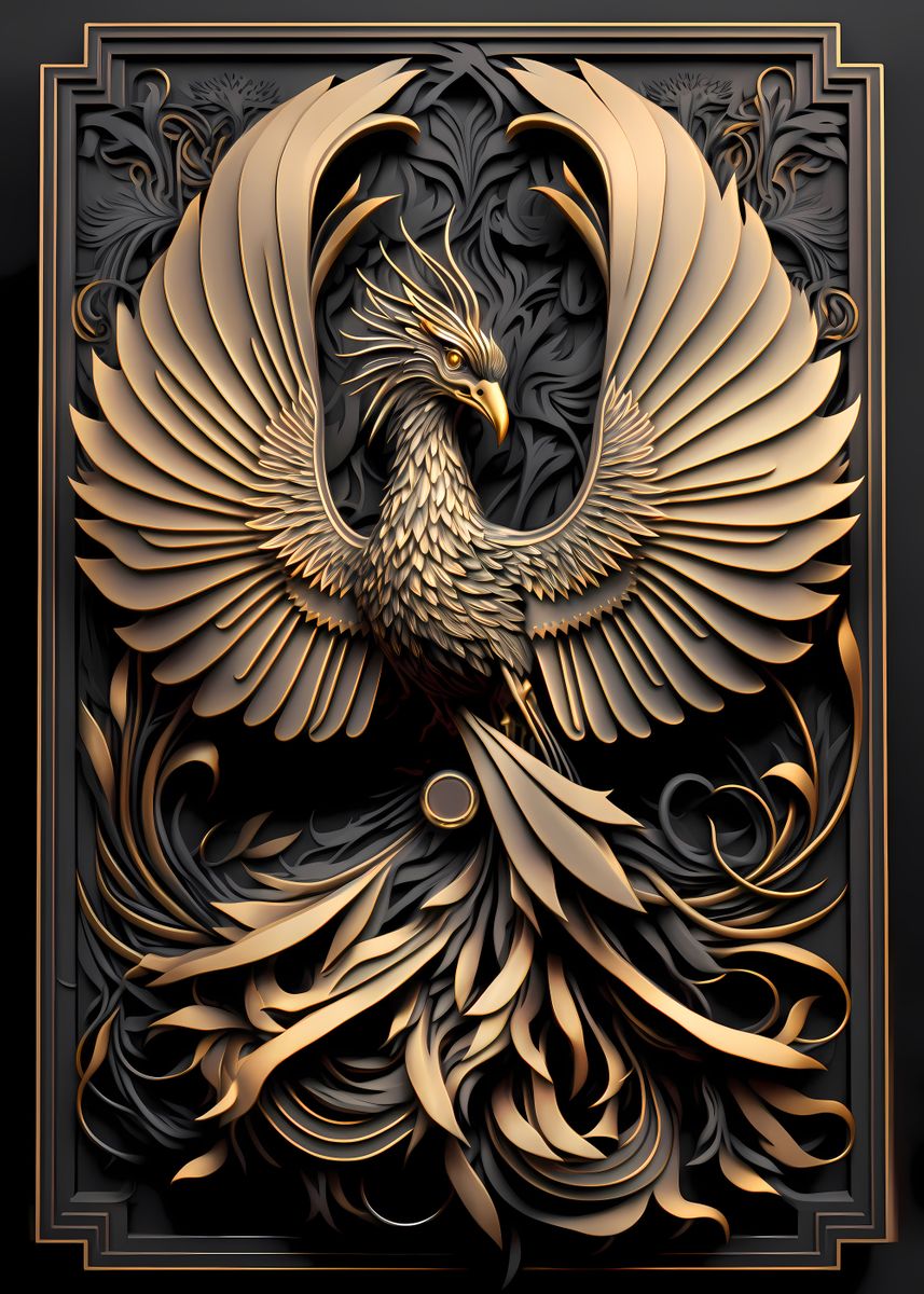 'Mighty Golden Phoenix' Poster by Luong Phat | Displate