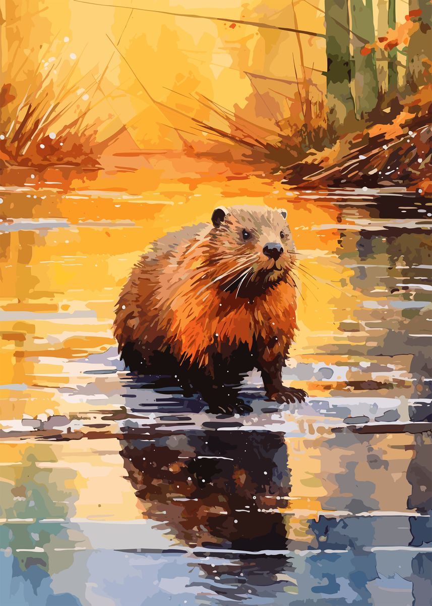 'American Beaver' Poster, picture, metal print, paint by Cool Worker ...