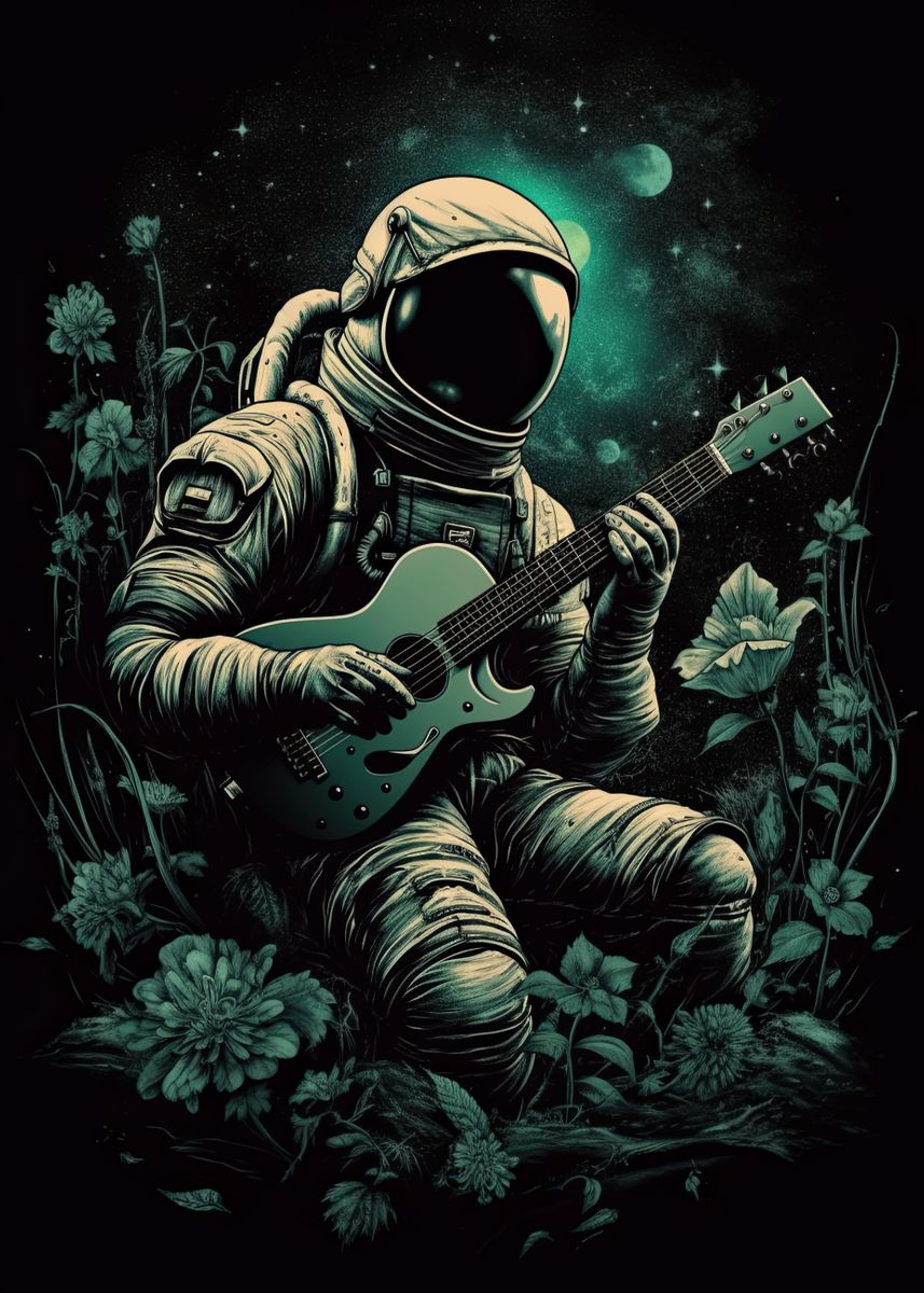 'Do Guitars Work in Space' Poster, picture, metal print, paint by ...