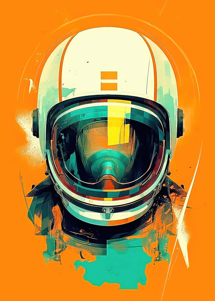 'Vintage Space Helmet' Poster, picture, metal print, paint by Havard ...