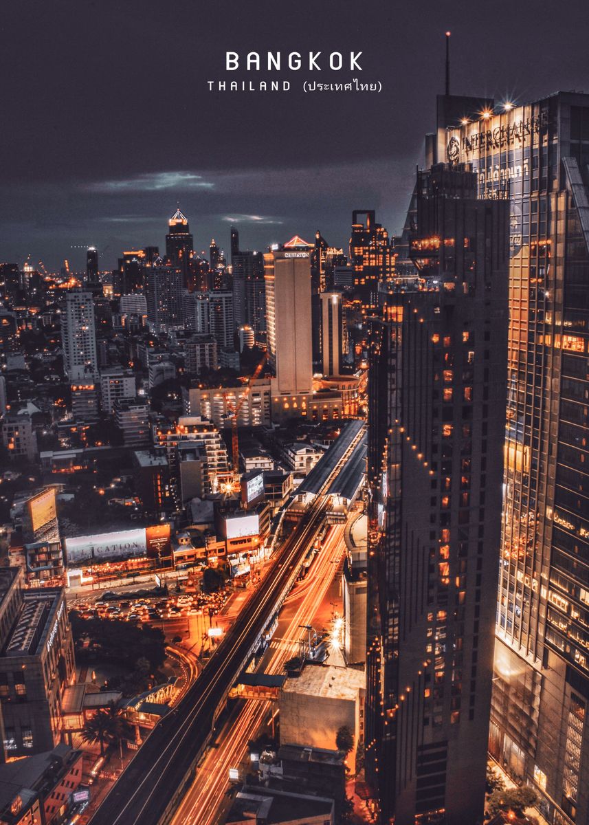 'Bangkok ' Poster, picture, metal print, paint by Famous City | Displate