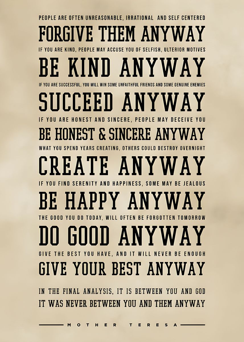 'Do Good Anyway' Poster, picture, metal print, paint by Rois Lois ...