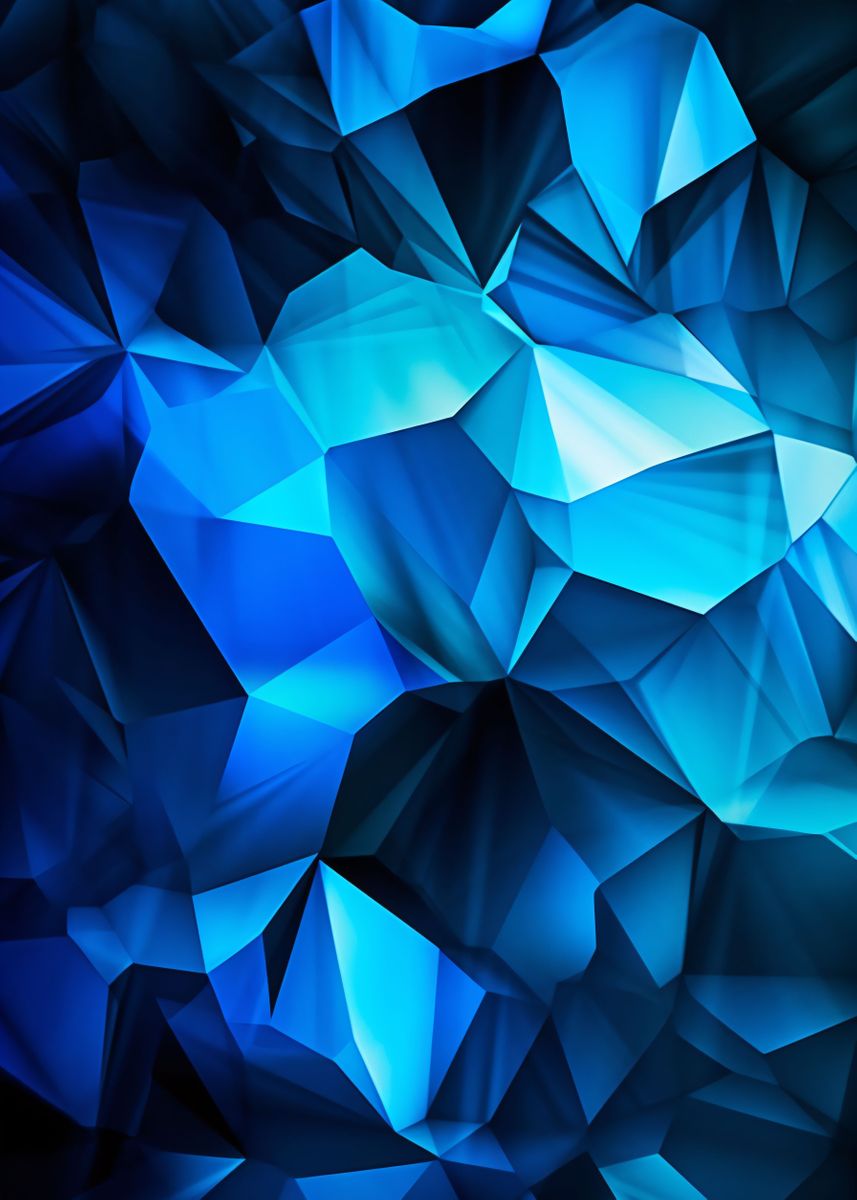 'blue polygons' Poster, picture, metal print, paint by Marc Kunze ...
