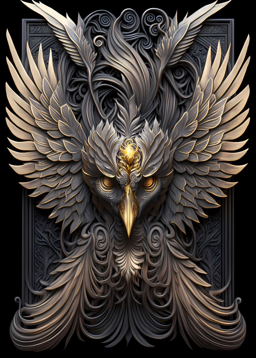 'Golden Wings Phoenix' Poster, picture, metal print, paint by Luong ...