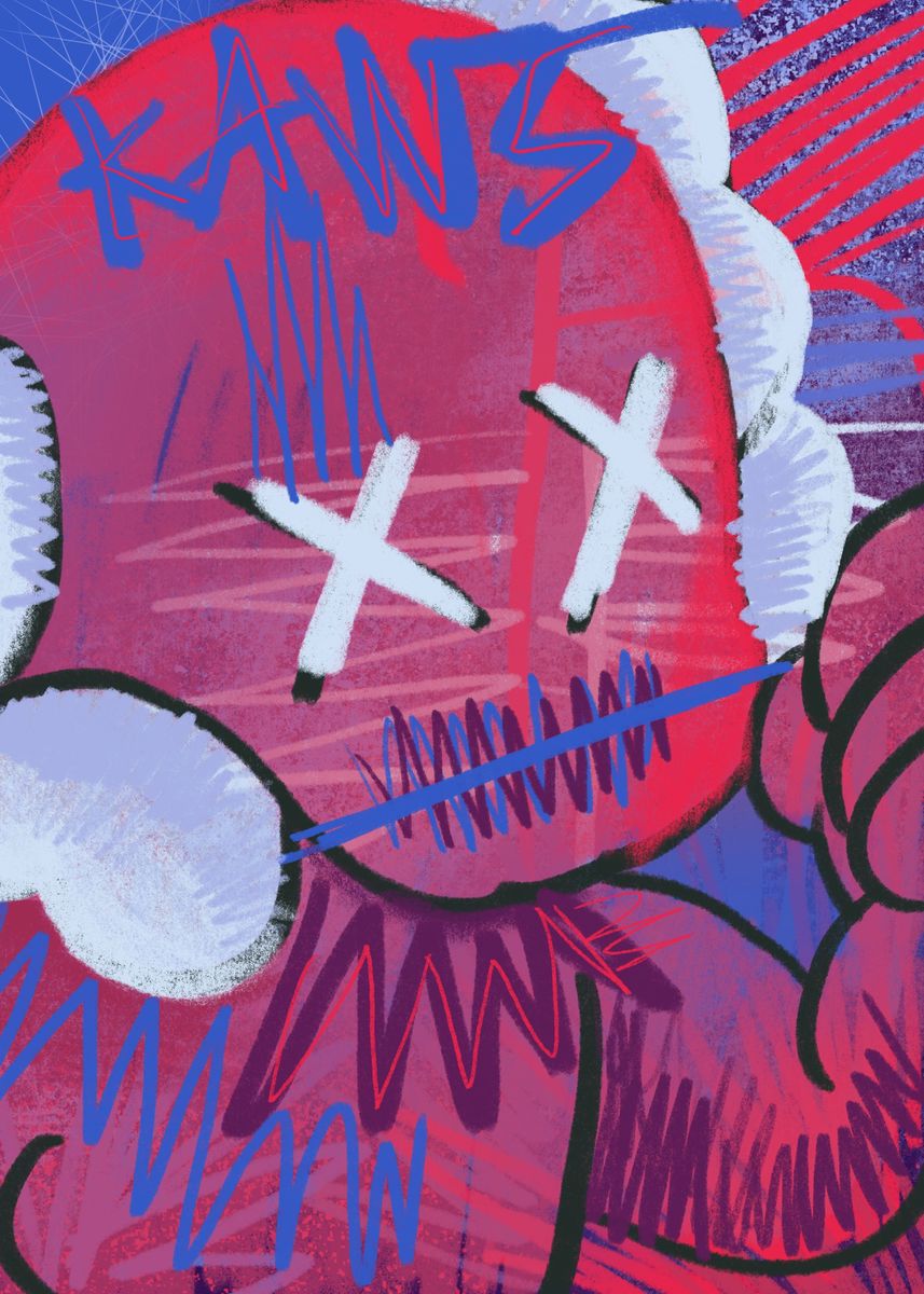 'Unique abstract color kaws' Poster, picture, metal print, paint by ...
