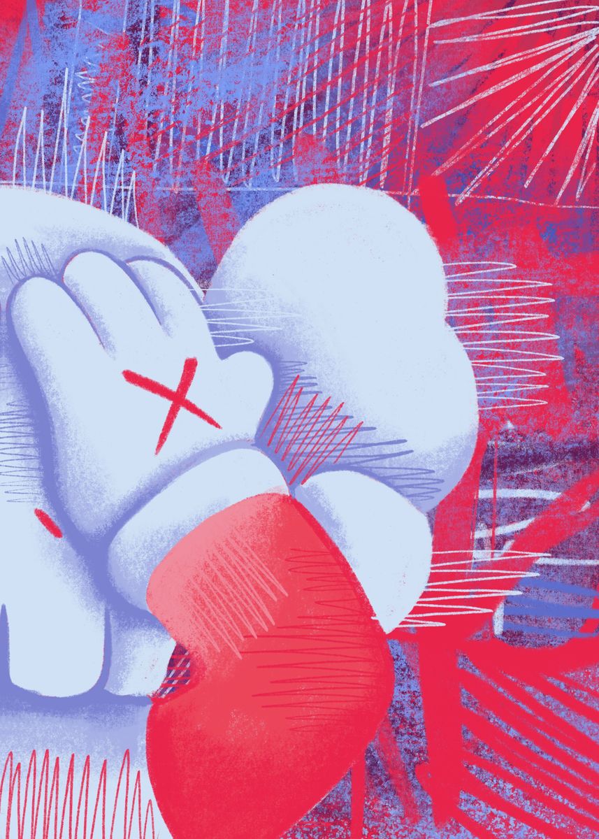 'Unique abstract color kaws' Poster, picture, metal print, paint by ...