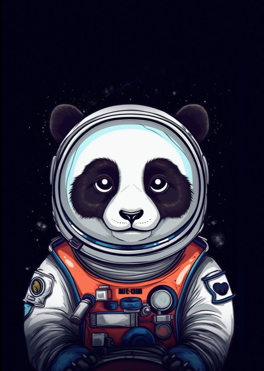 'Panda Wearing Space Suit' Poster, picture, metal print, paint by P U F ...