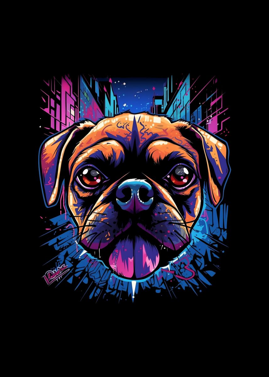 'Pug Head Face Pug Owner' Poster by CrownMerch | Displate