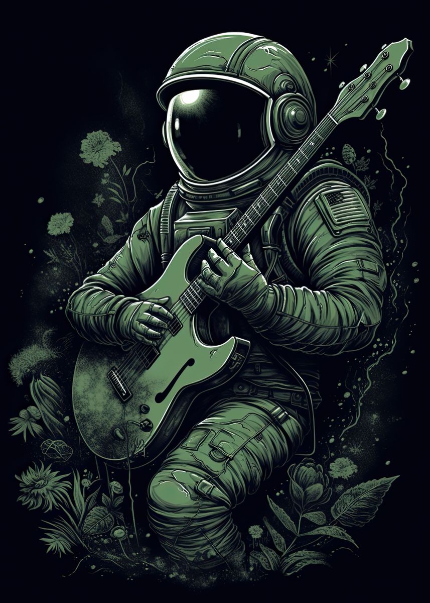 'Do Guitars Work in Space' Poster, picture, metal print, paint by ...