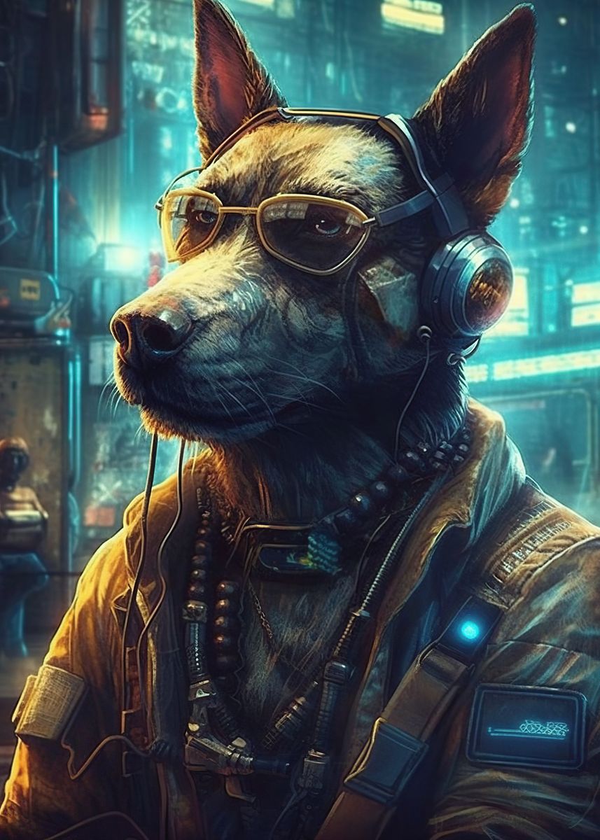 'Cyberdog' Poster, picture, metal print, paint by Trona Baquie | Displate