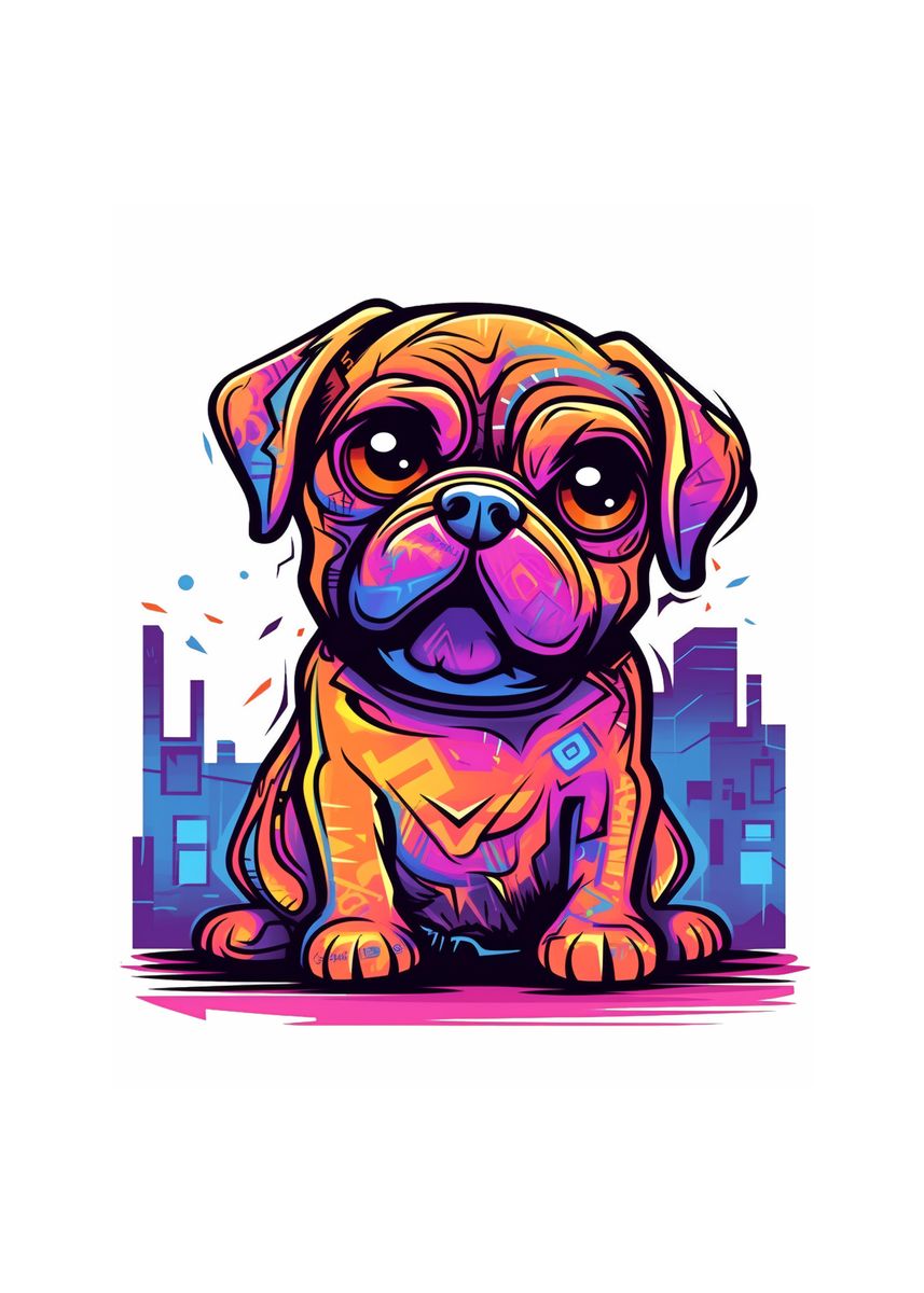 'Pug Graffiti Pug Owner Pug' Poster, picture, metal print, paint by ...
