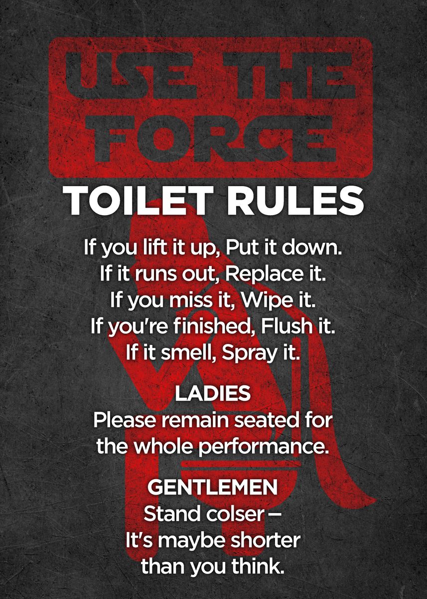 'Toilet Rules' Poster, picture, metal print, paint by HOLOSOMNIA | Displate