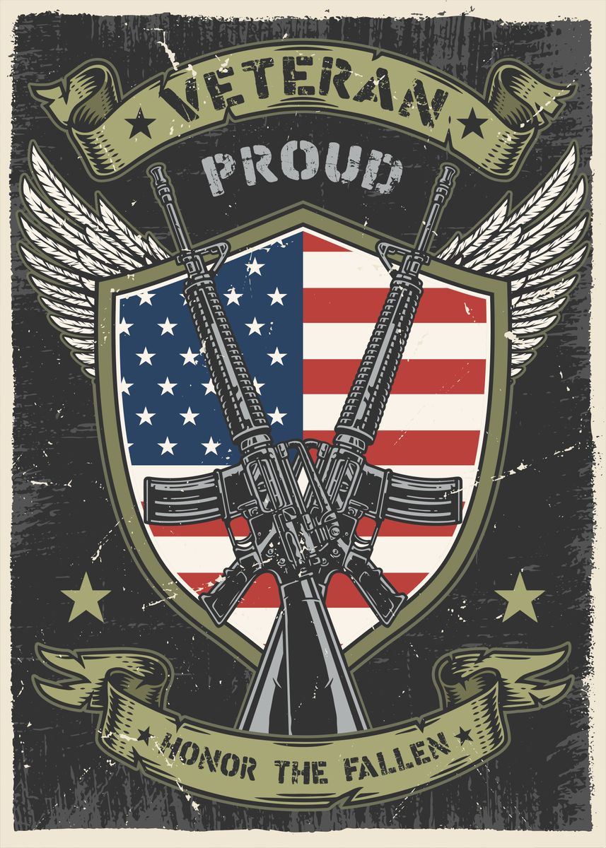 'Veteran Proud Honor ' Poster, picture, metal print, paint by dkDesign ...