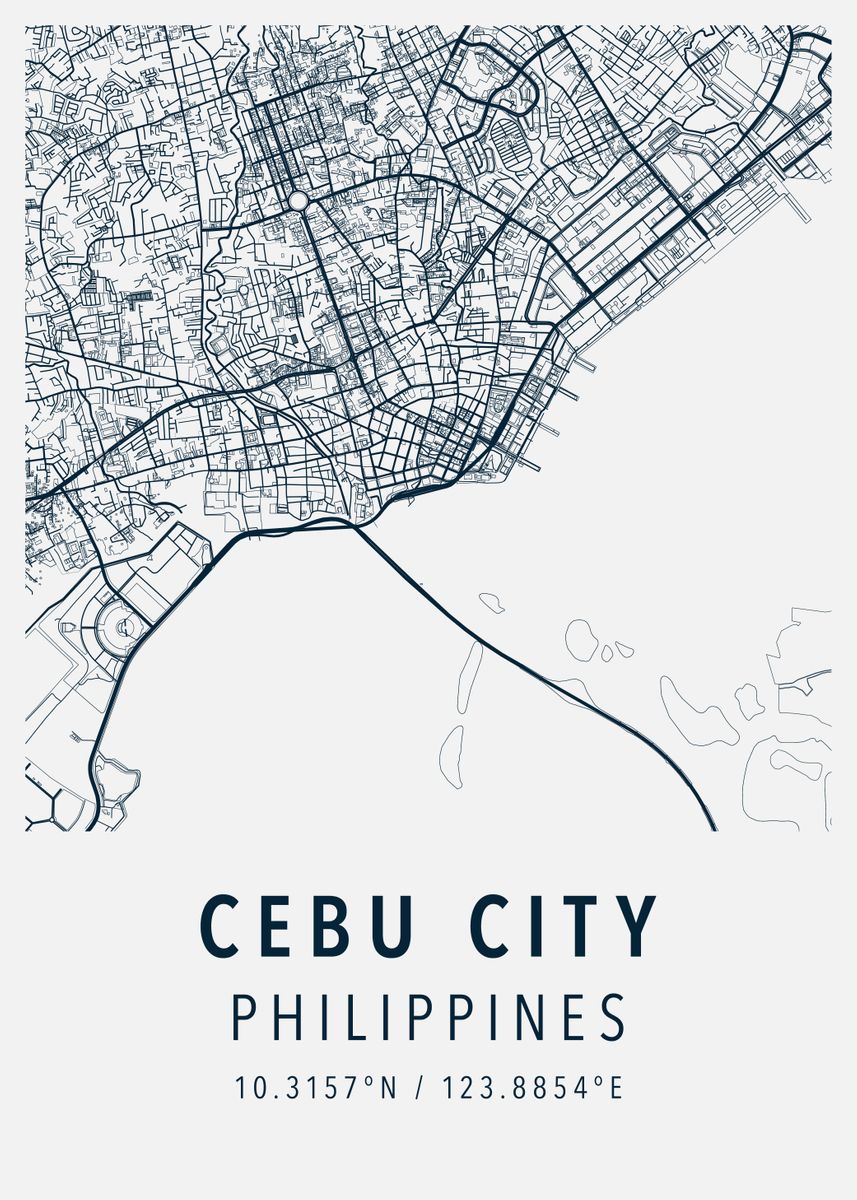'cebu city simple map' Poster, picture, metal print, paint by Denise ...