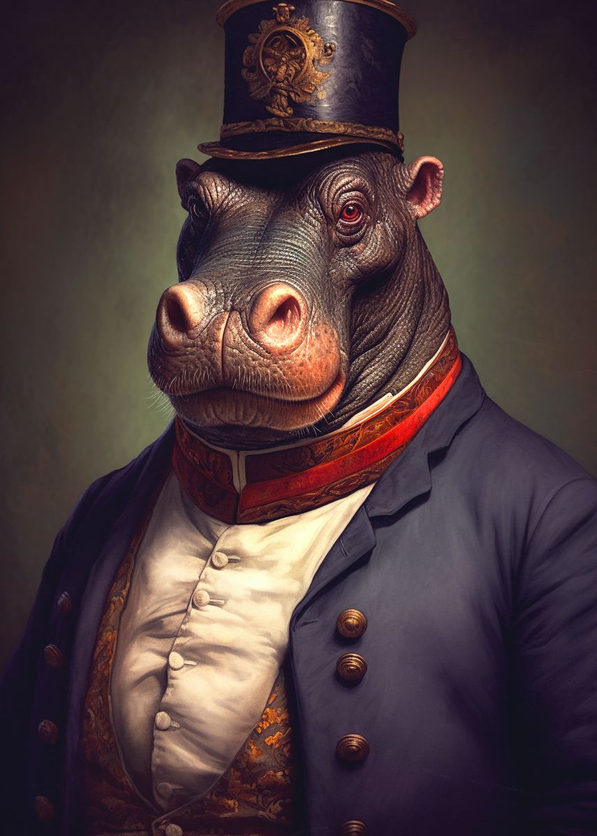 'Hippo portrait' Poster, picture, metal print, paint by Tapu Vlad ...