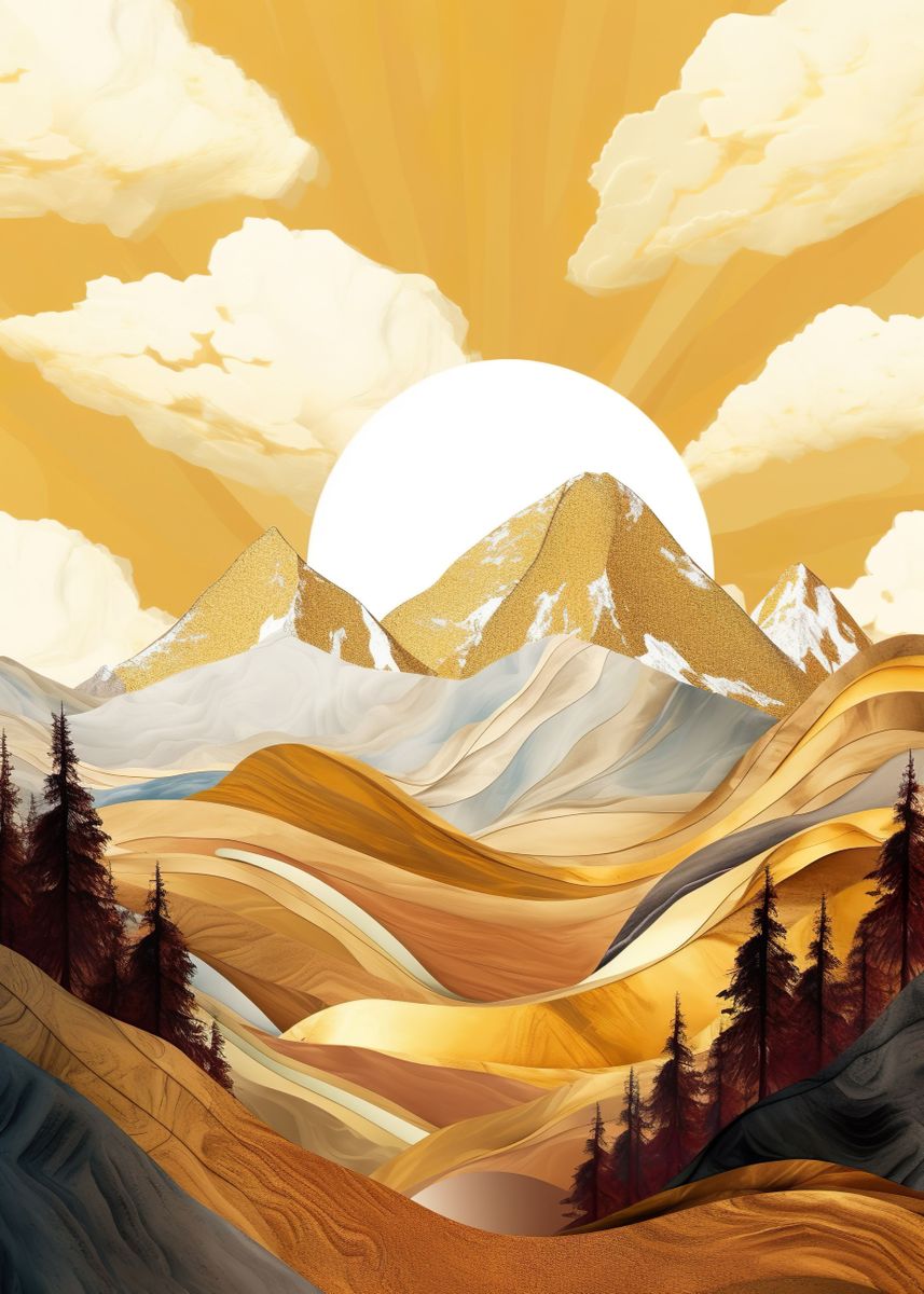 'Abstract Gold Sand Nature' Poster, picture, metal print, paint by ...