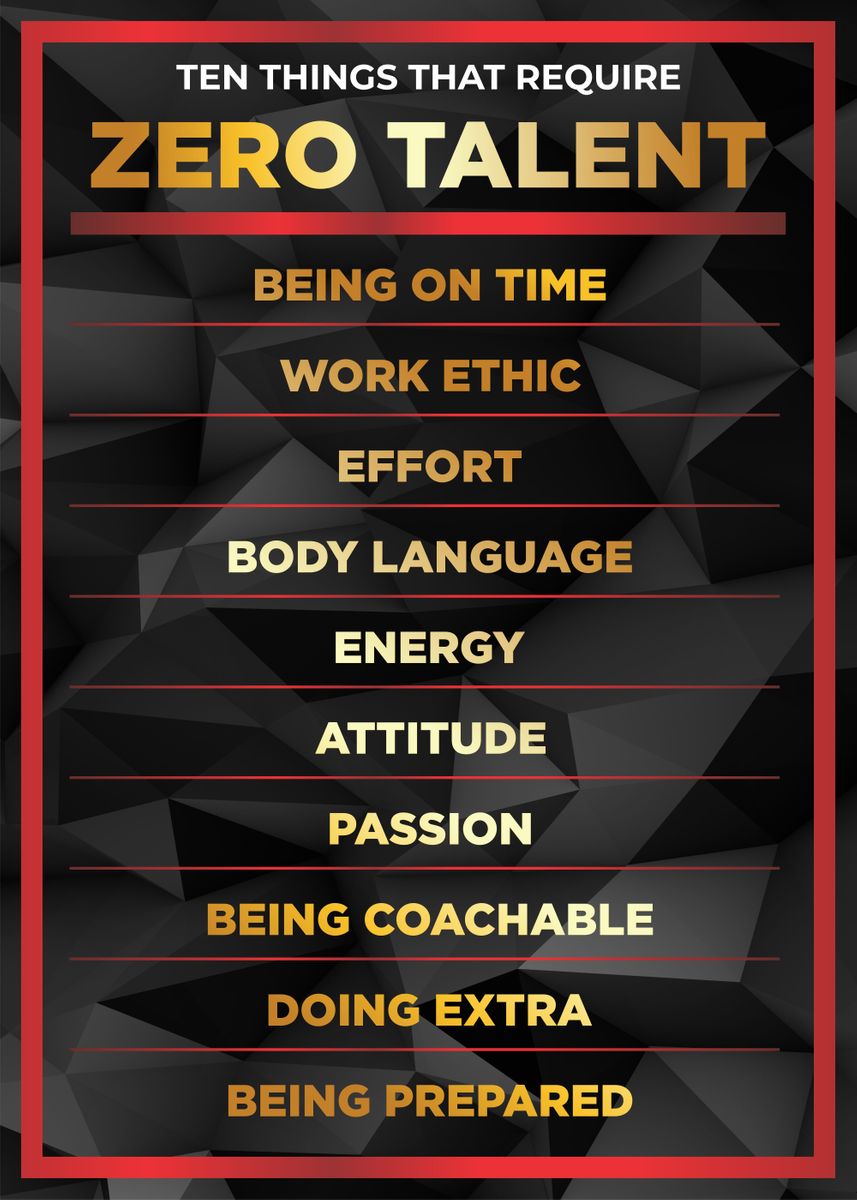 'zero talent to success' Poster, picture, metal print, paint by Lowpoly ...