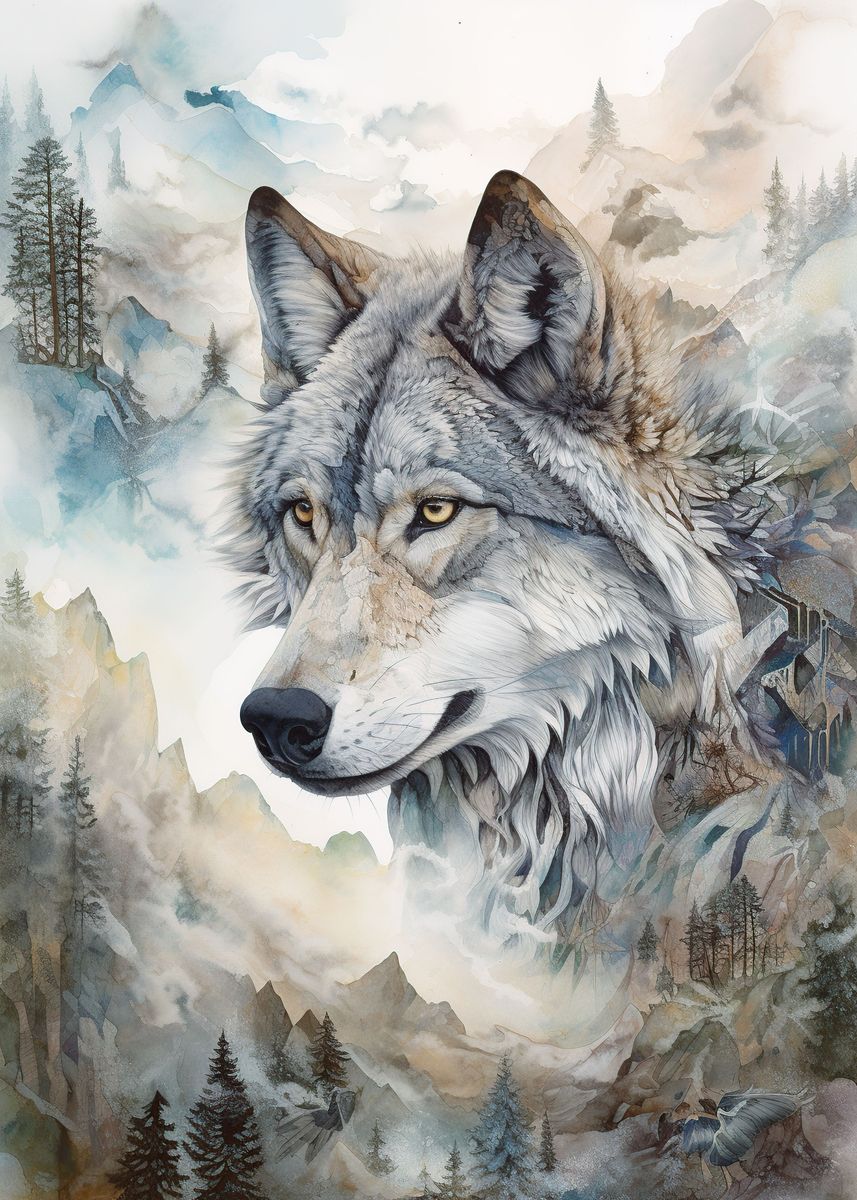 'Roaming Wolf Art Print' Poster, picture, metal print, paint by AMG ...