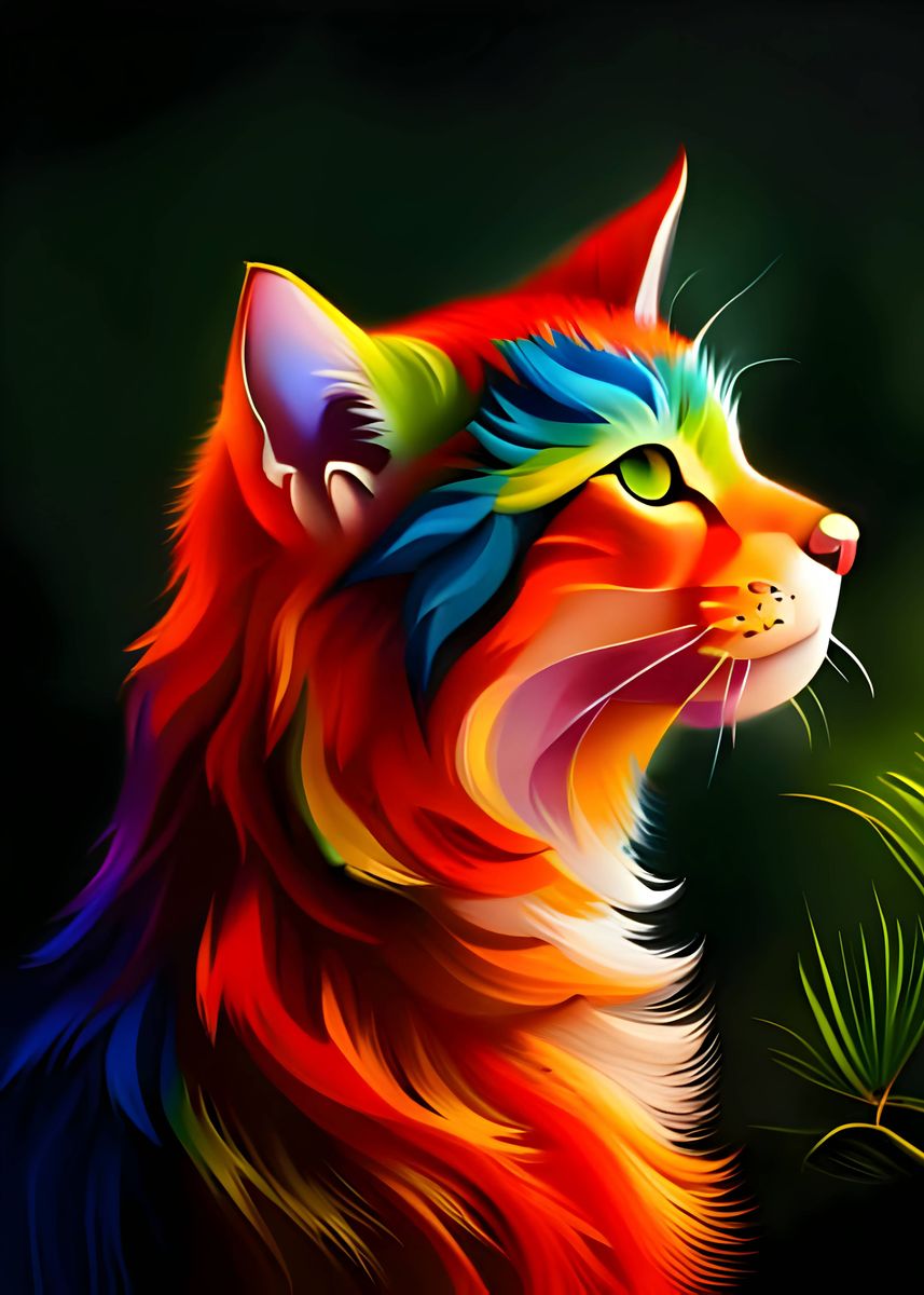 ' A Cat Lover Color Delight' Poster, picture, metal print, paint by ...