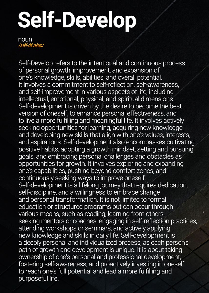 'Self Develop' Poster, picture, metal print, paint by Mr Penguin | Displate