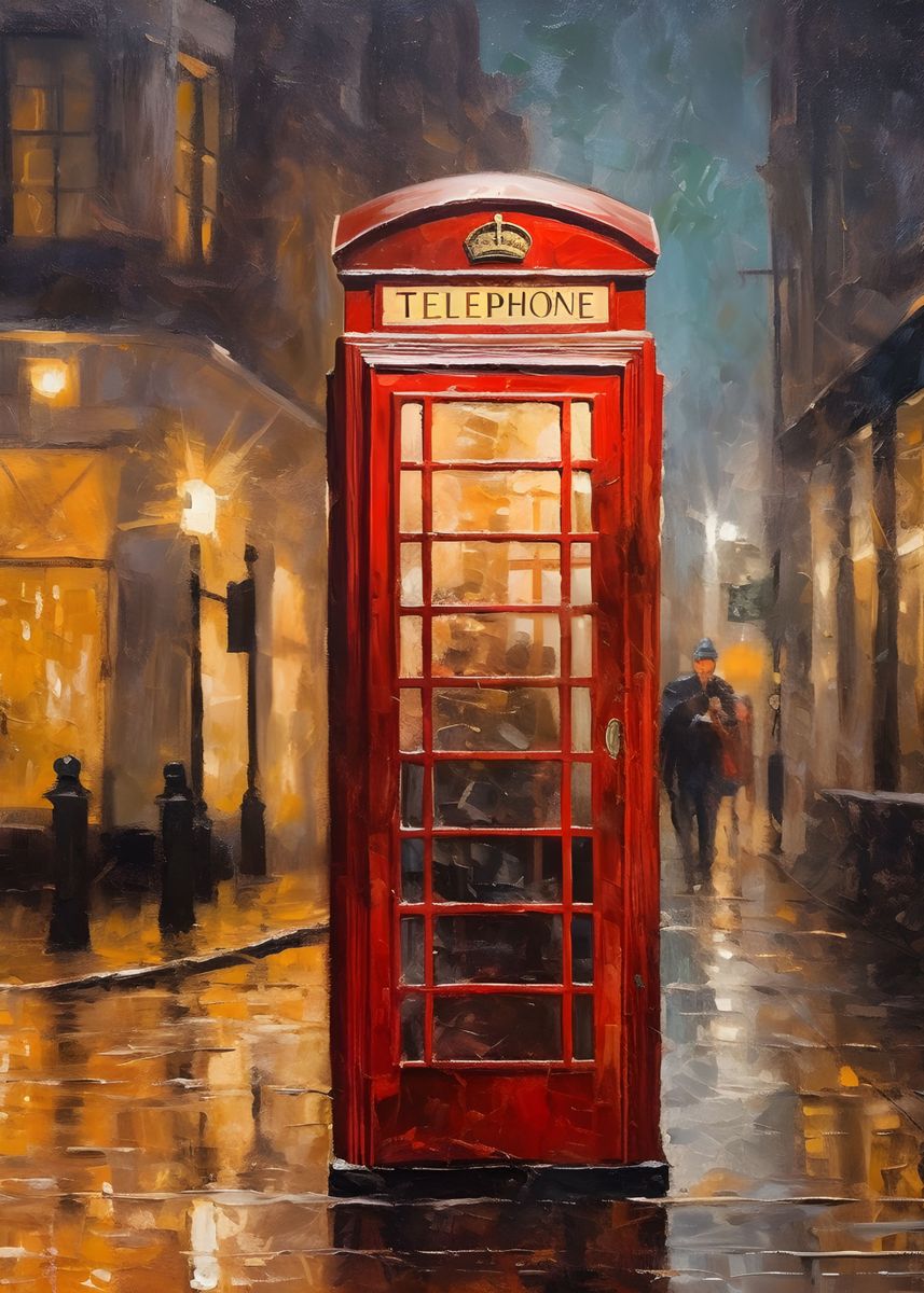 'London telephone' Poster, picture, metal print, paint by LUNOME | Displate