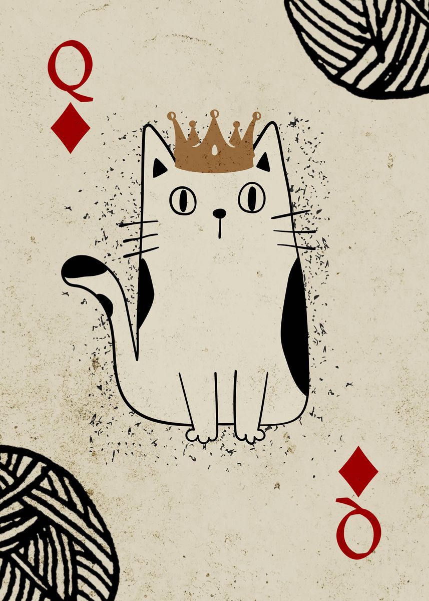 'Cute Cat Diamonds Queen' Poster, picture, metal print, paint by Jovana ...