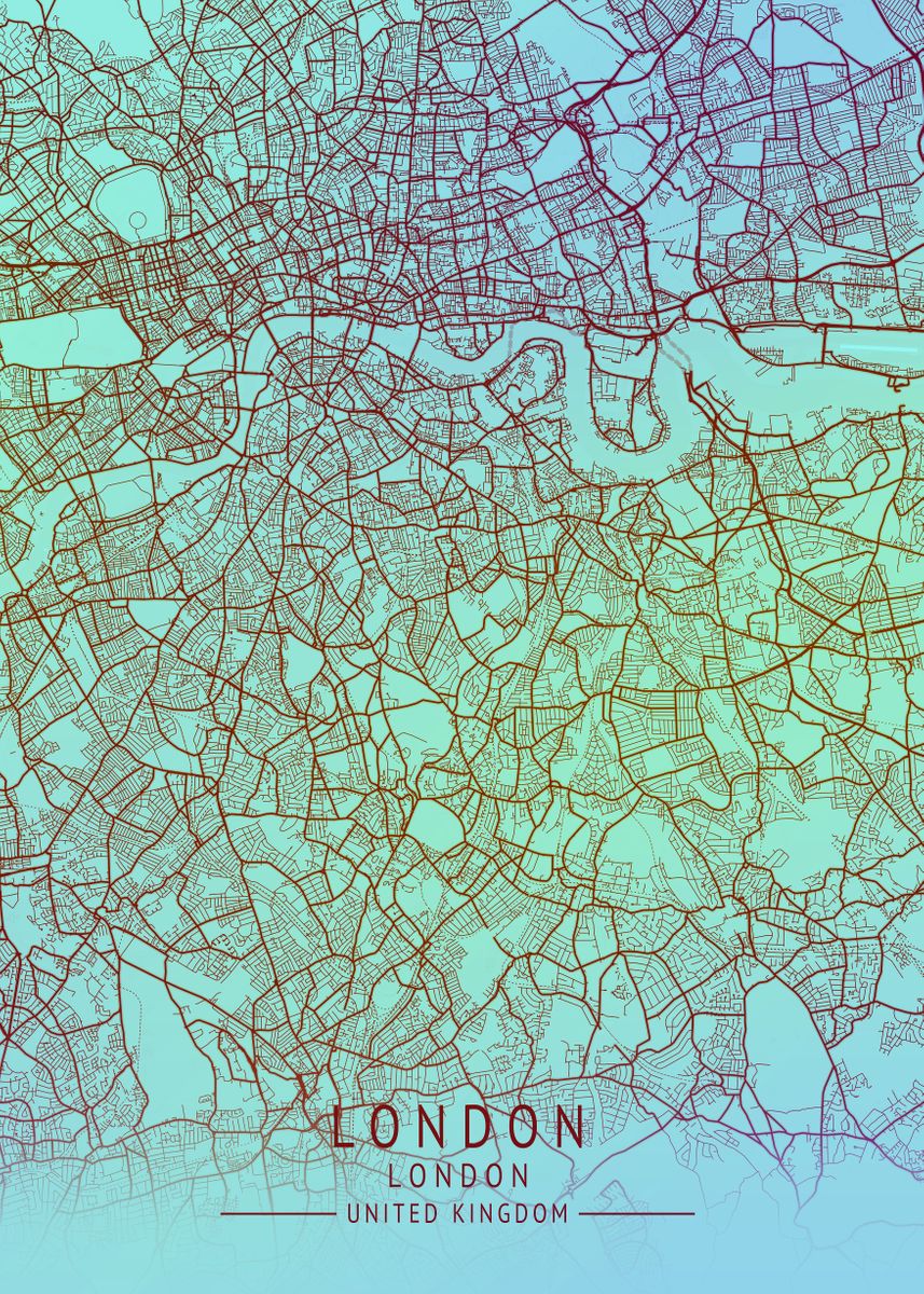 'London UK City Map' Poster, picture, metal print, paint by Gigi Bgm ...