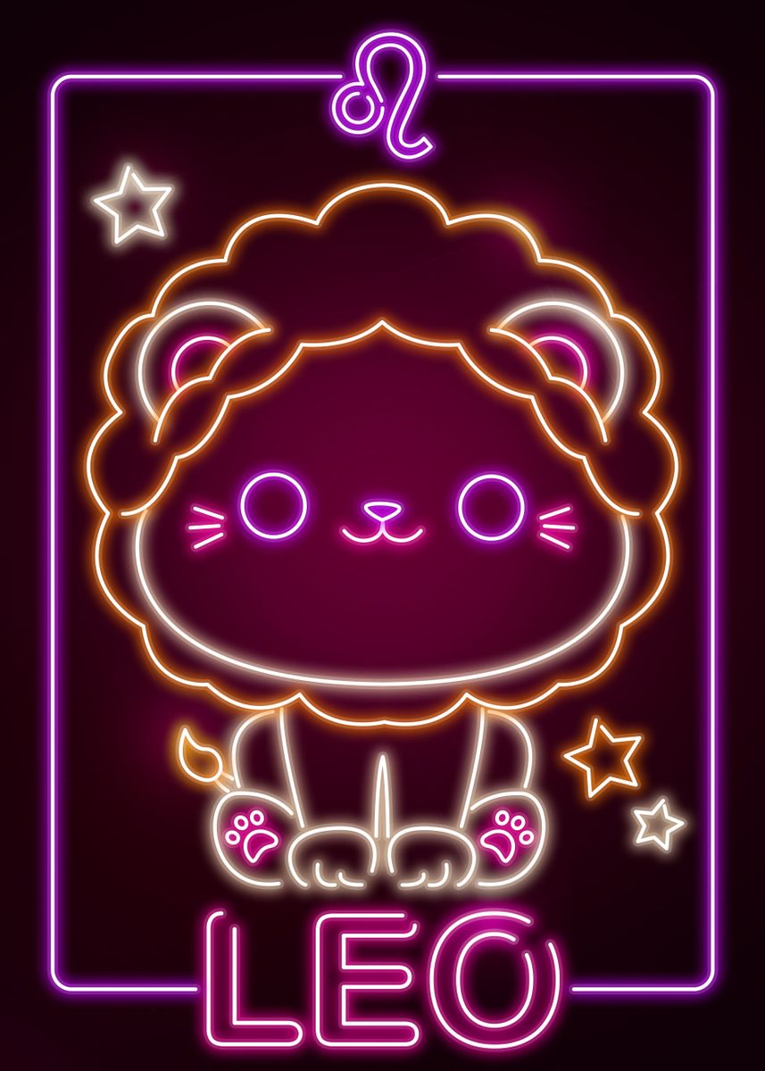 'Kawaii Leo Sign' Poster, picture, metal print, paint by Donnie | Displate
