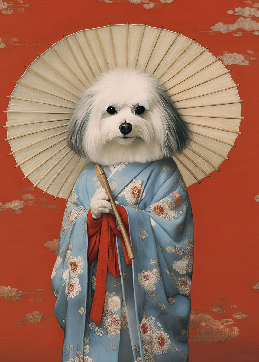 'Havanese Geisha ' Poster, picture, metal print, paint by PetPrints | Displate