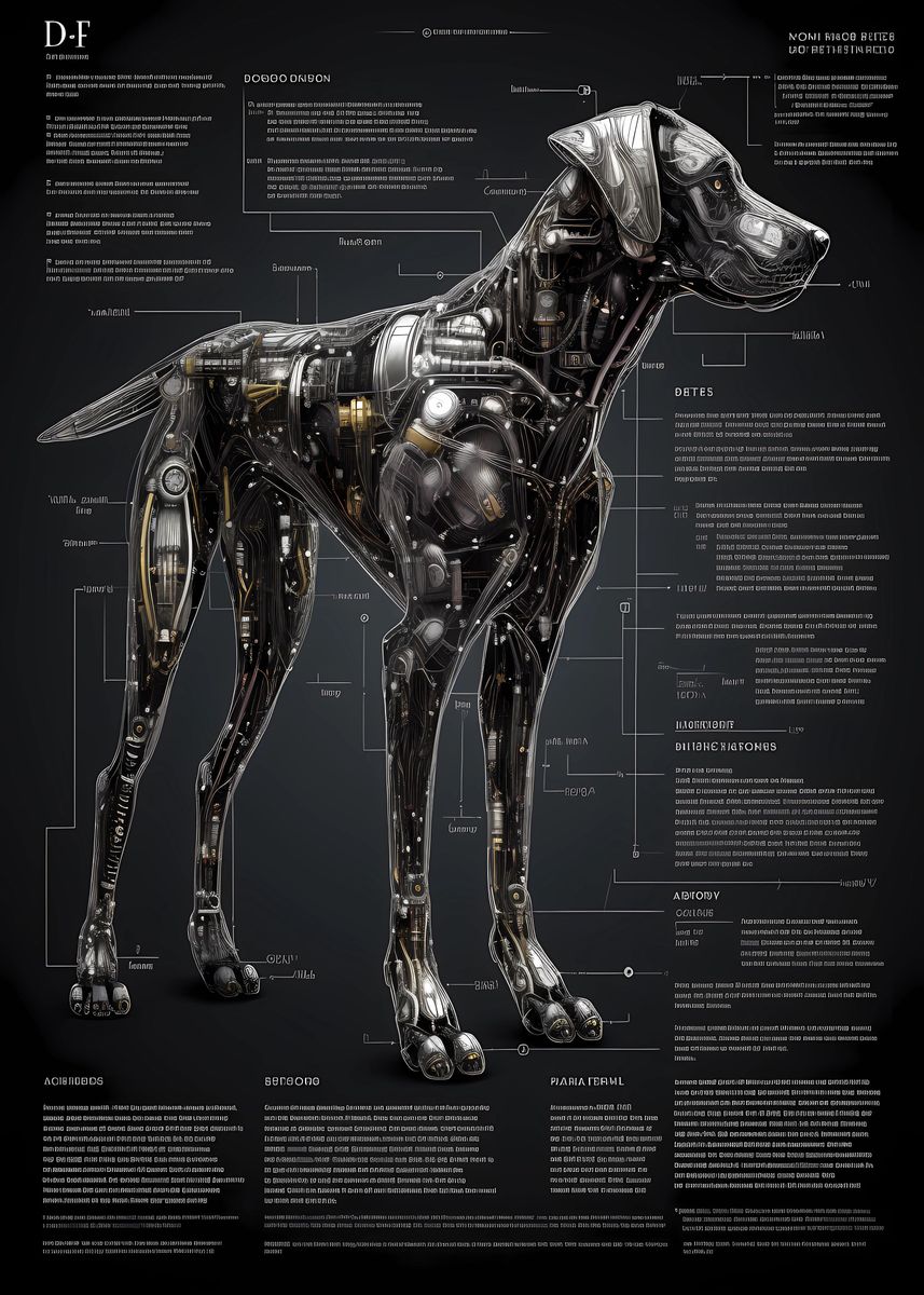 'Robot Dog Infografic' Poster, picture, metal print, paint by Frank ...