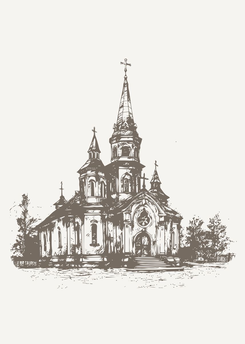 'Sketch of church' Poster, picture, metal print, paint by Lloyd Studio ...