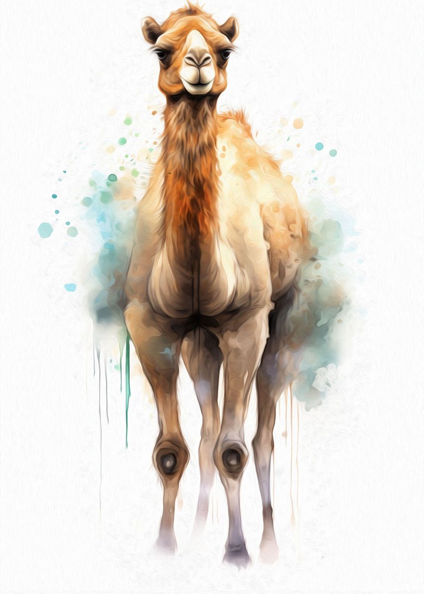 'Camel Watercolor' Poster, picture, metal print, paint by Sabiqul Fahmi ...