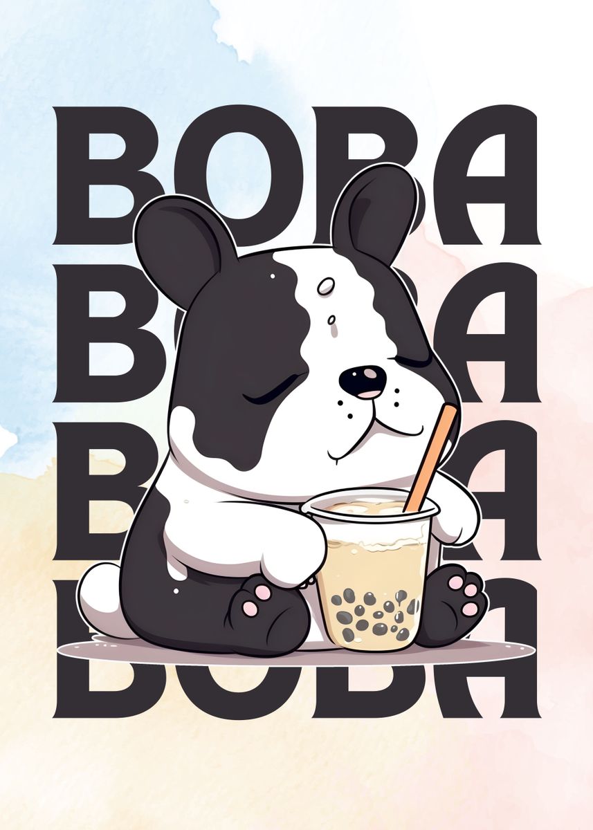 'Dog Boba Bubble Tea Inu' Poster, picture, metal print, paint by Wyld ...