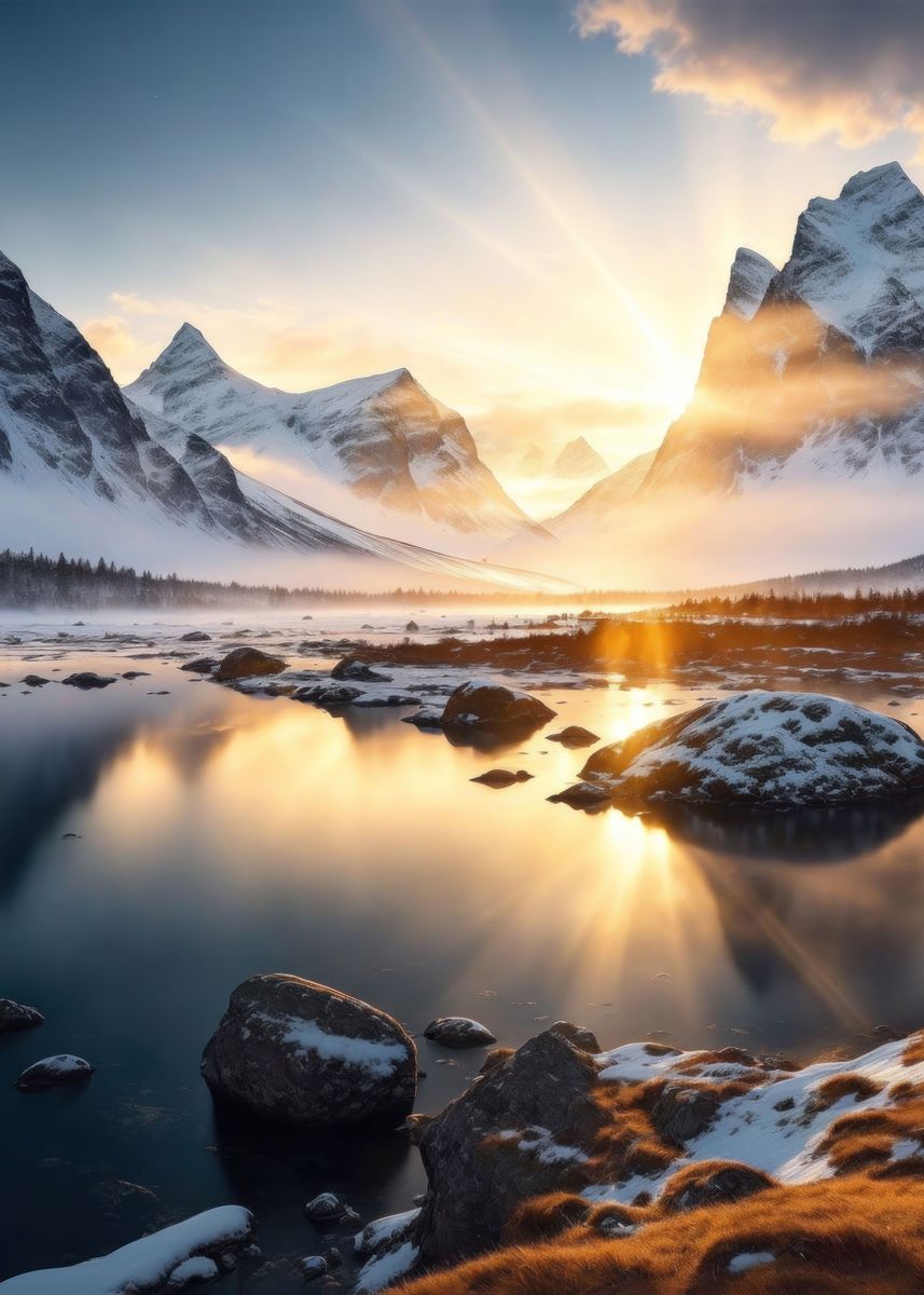 'landscape nature alps' Poster, picture, metal print, paint by ...